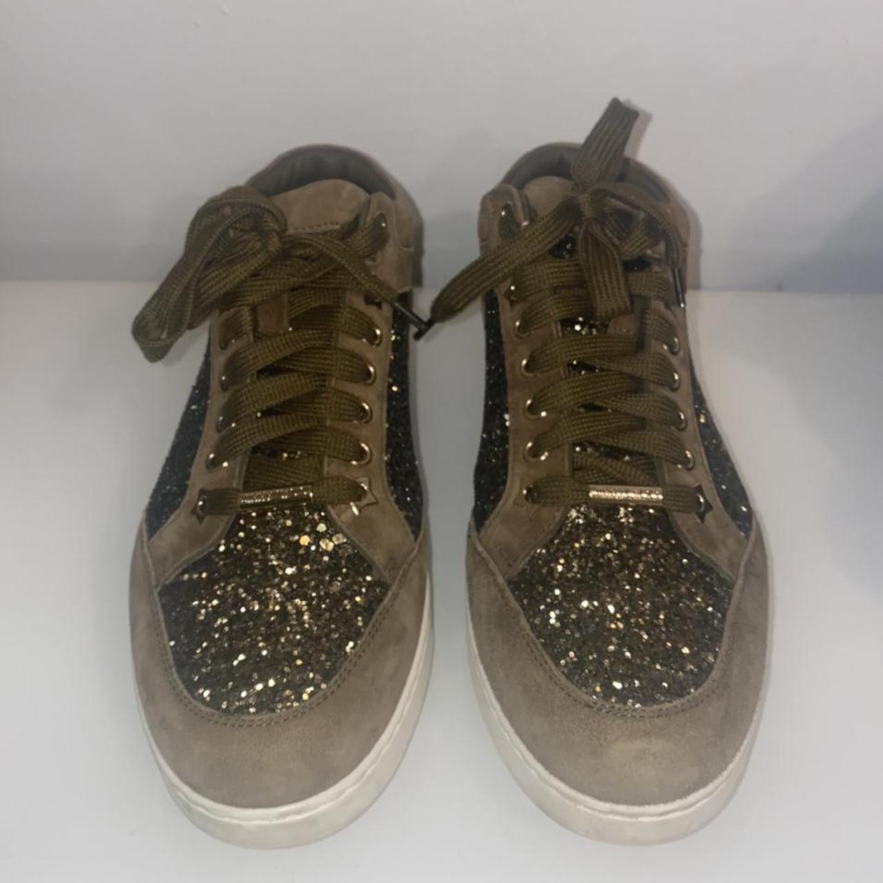 Green Jimmy choo miami trainers hardly worn size 5 -... - Depop