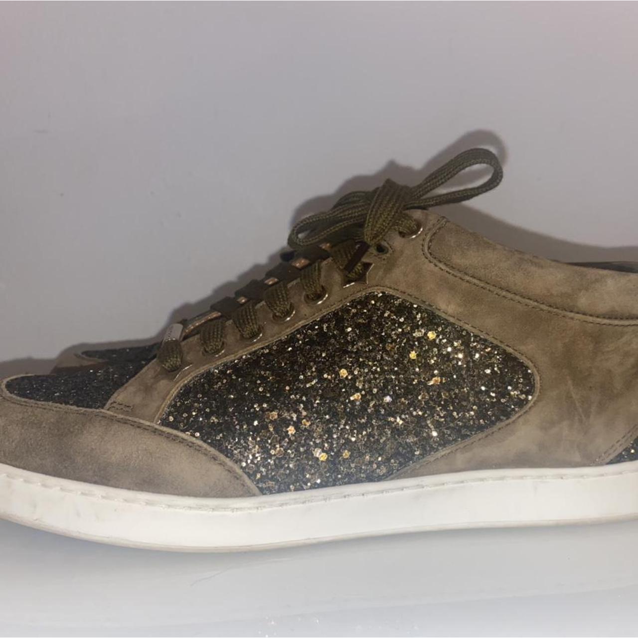 Green Jimmy choo miami trainers hardly worn size 5 -... - Depop