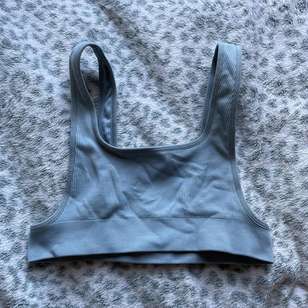 Tala sports bra blue ribbed material size small - Depop