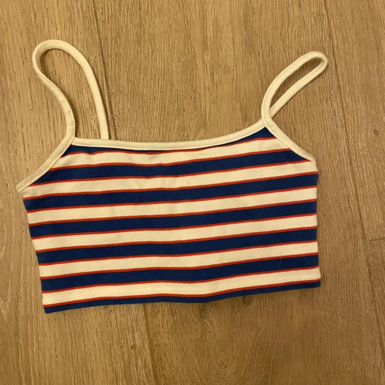 Topshop red white and blue cropped tank top - Depop