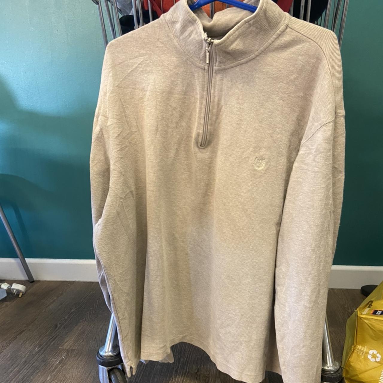 Chaps quarter zip fleece great neutral cream colour... - Depop