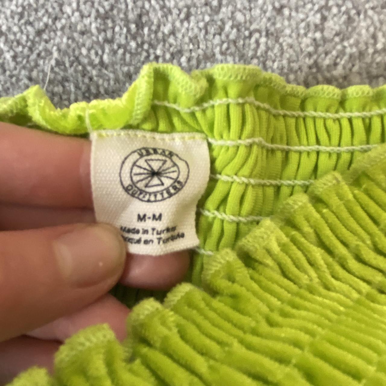 Lime green / neon yellow velvet ruched... - Depop