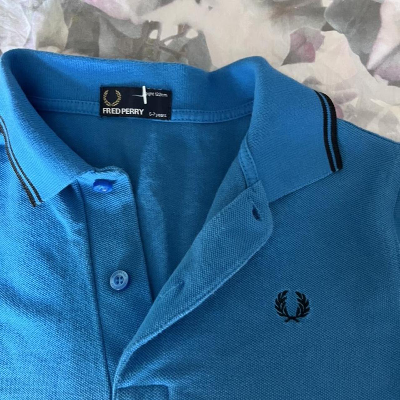 Fred Perry baby blue polo baby tee top shirt size... - Depop