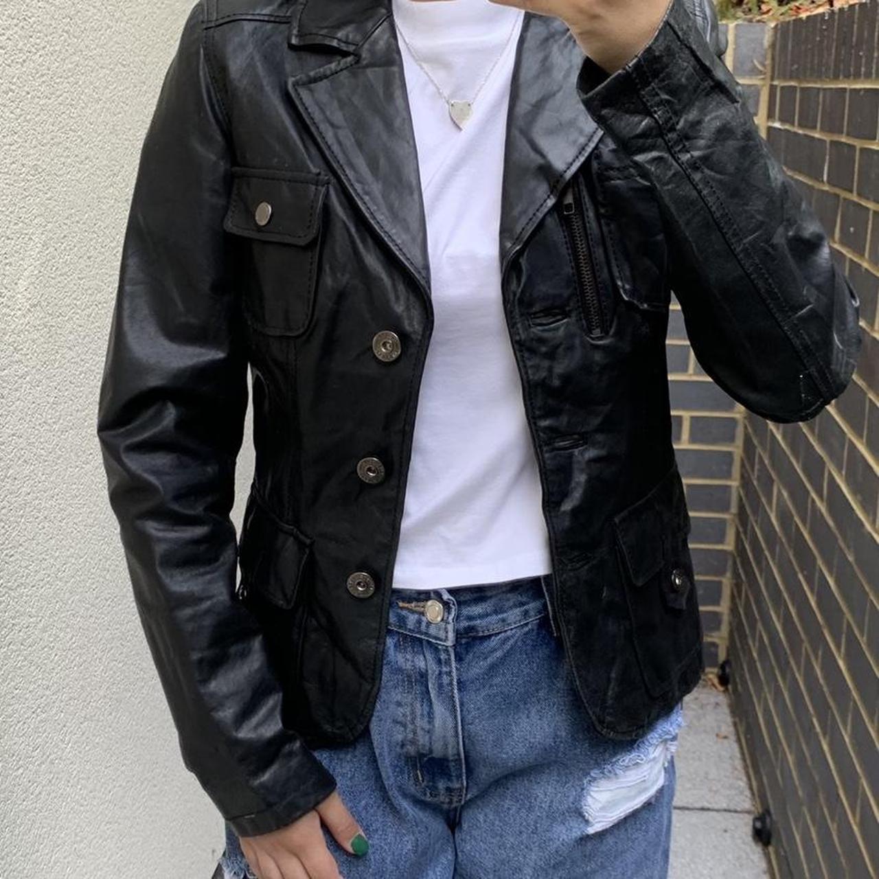 Vintage 90s leather jacket. Size 8. Nicest leather... - Depop