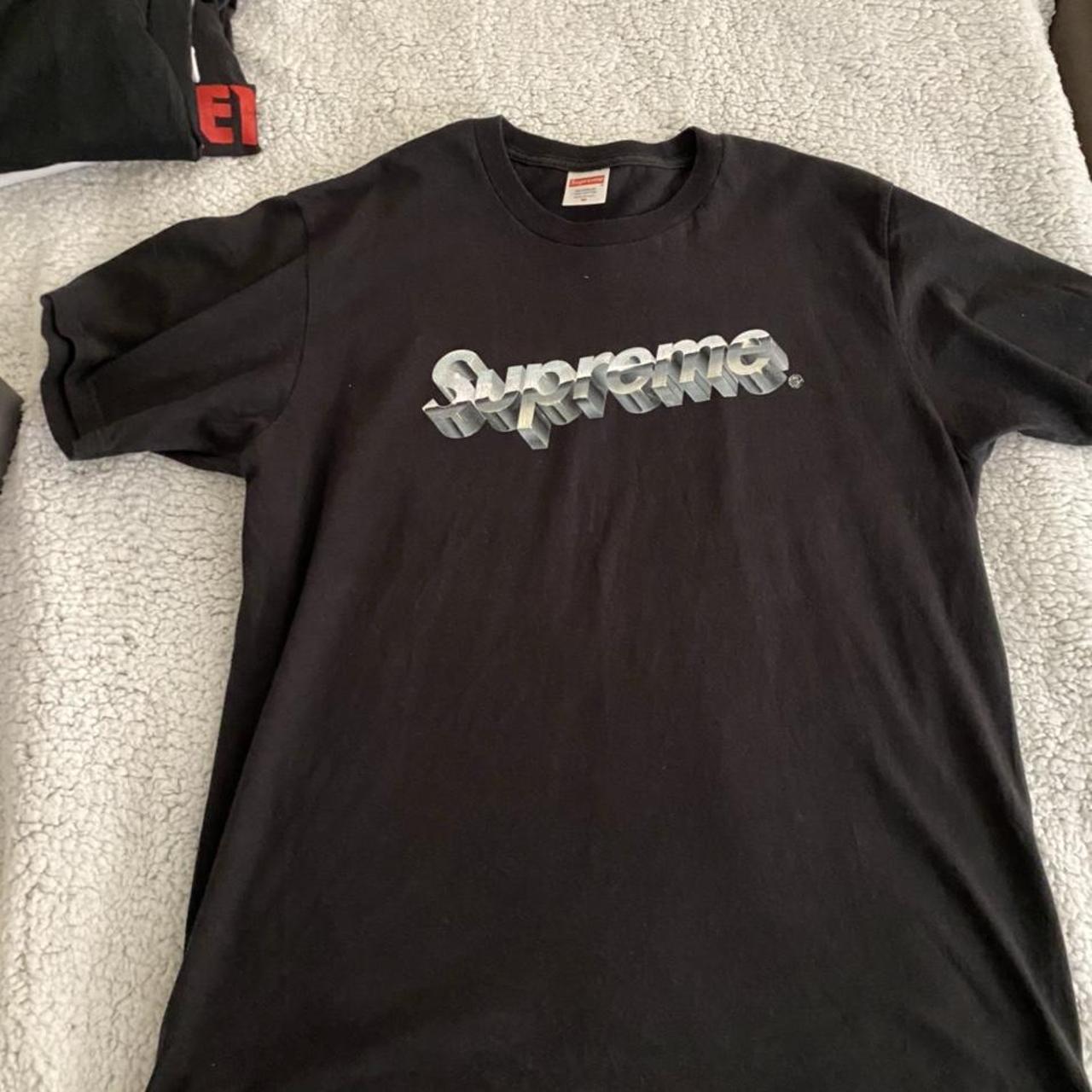 Black supreme chrome logo t shirt SS20 #supreme - Depop