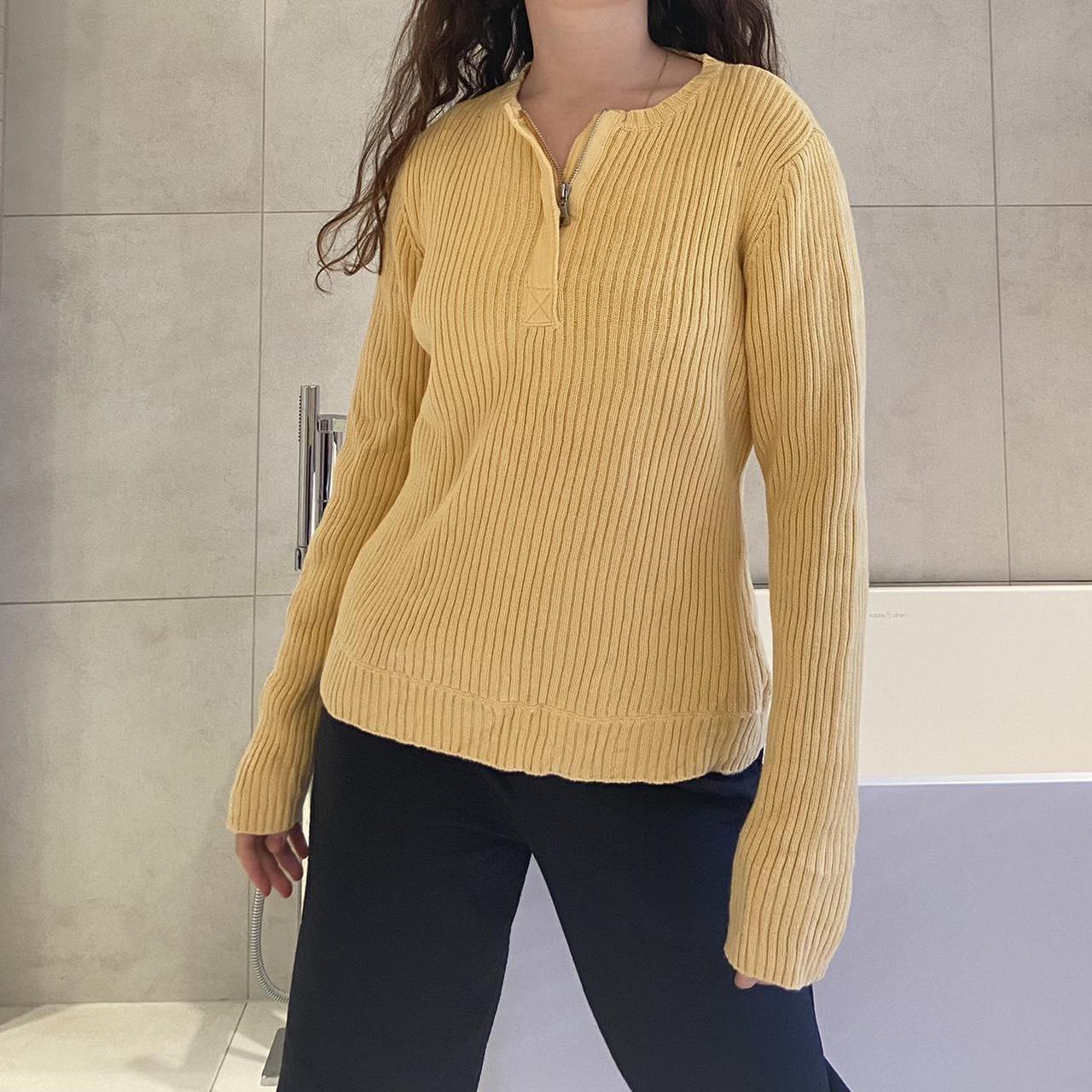 The prettiest yellow ribbed knit jumper. Quarter zip... - Depop