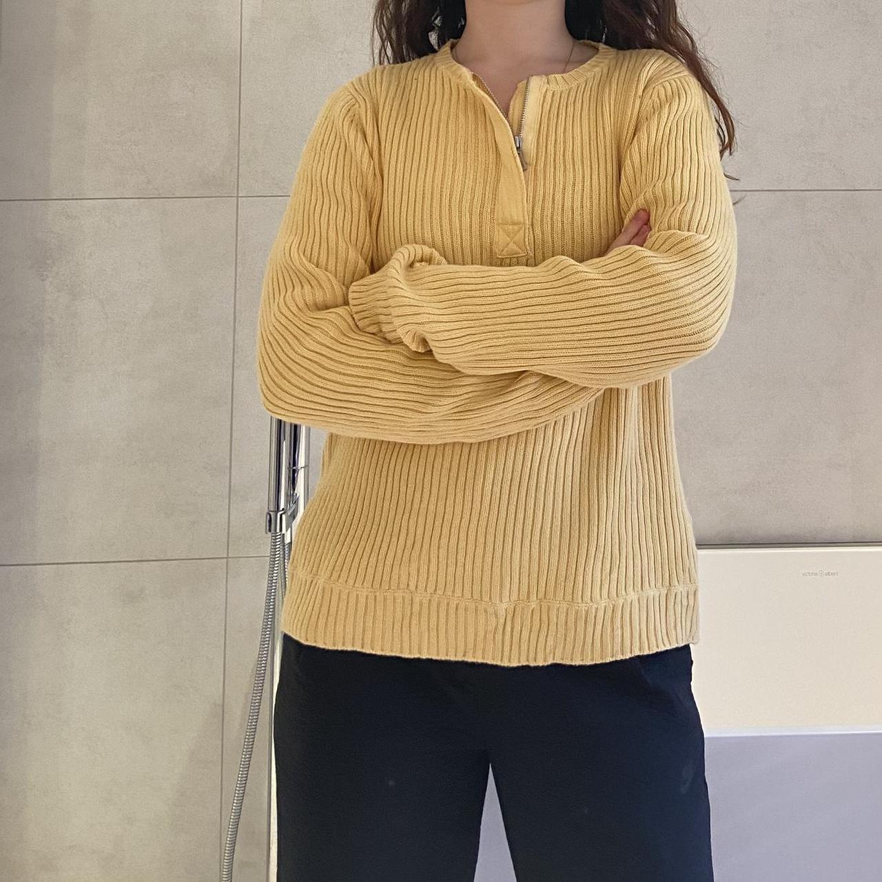 The prettiest yellow ribbed knit jumper. Quarter zip... - Depop