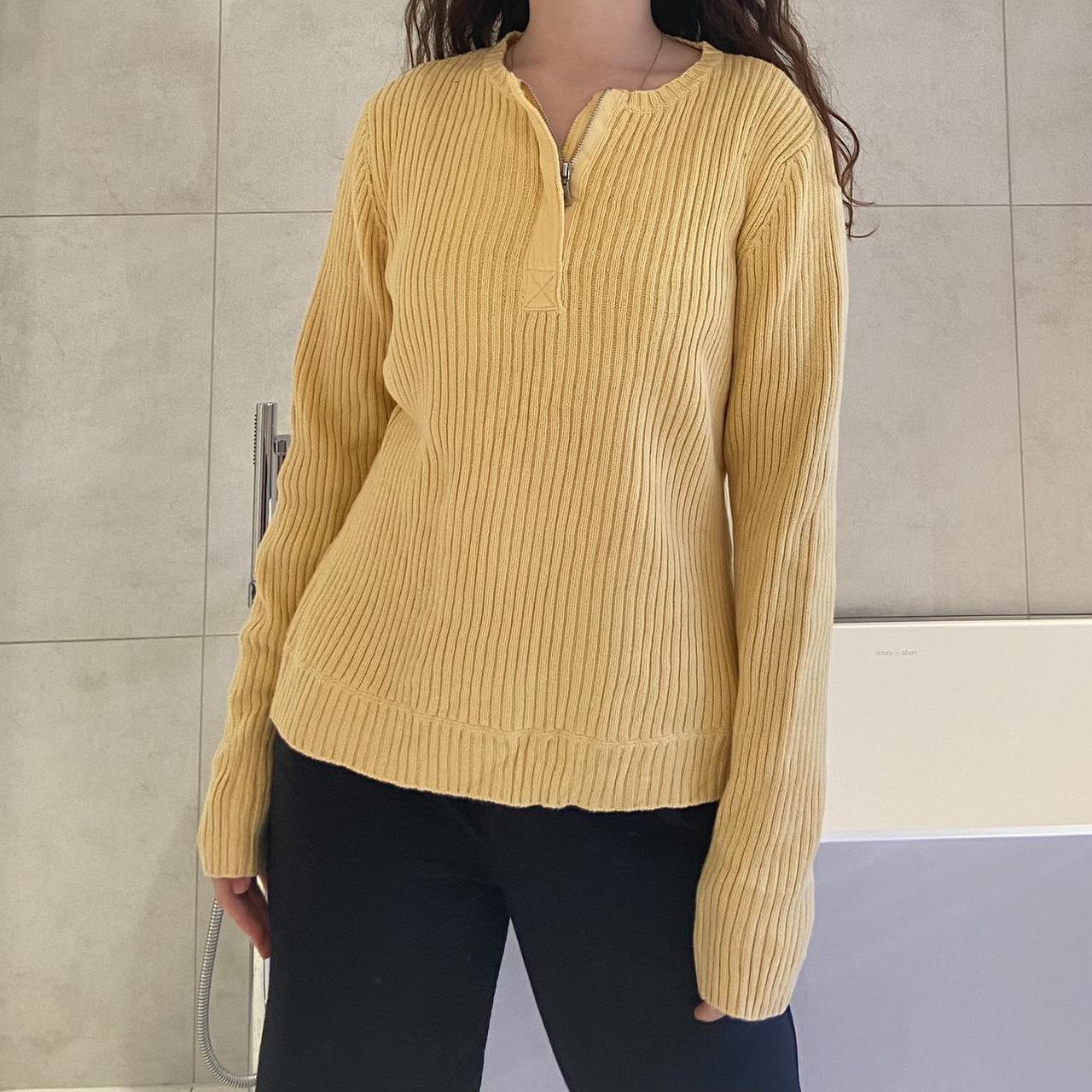 The prettiest yellow ribbed knit jumper. Quarter zip... - Depop