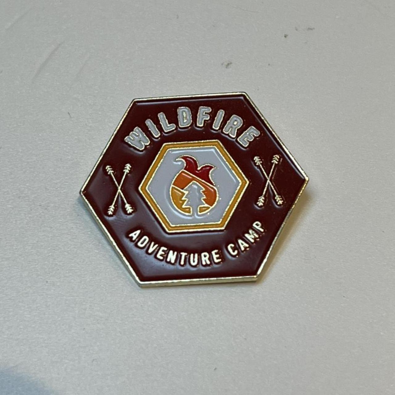 Wildfire adventure Camp pin badge Gold tone at back... - Depop