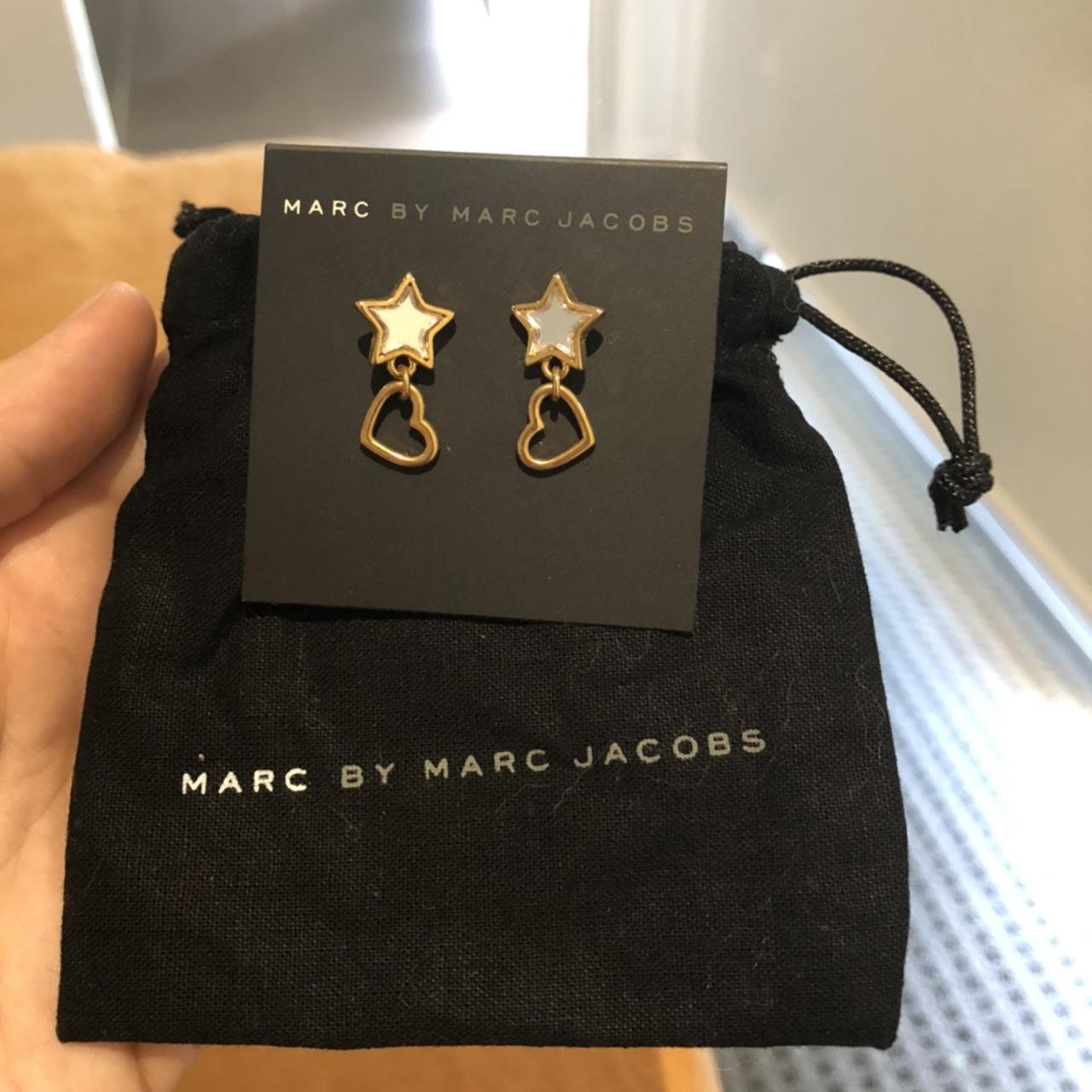 Marc by Marc Jacobs star silver mirror earrings with... - Depop