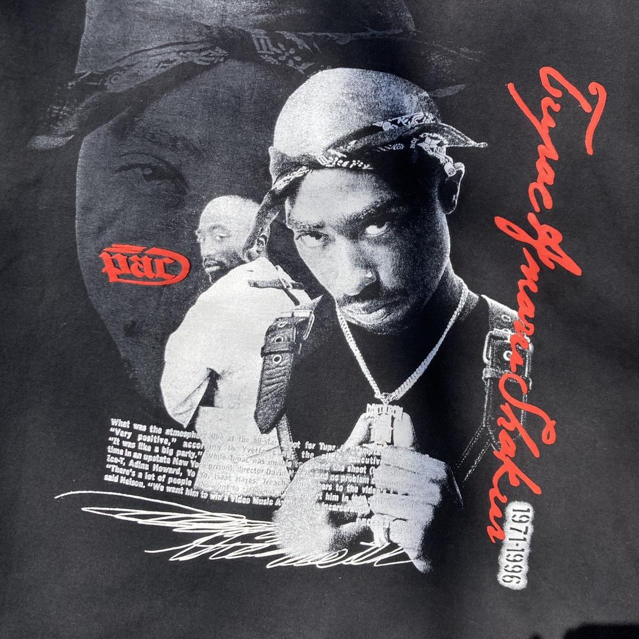 vintage 90s black big tag tupac shakur memorial... - Depop