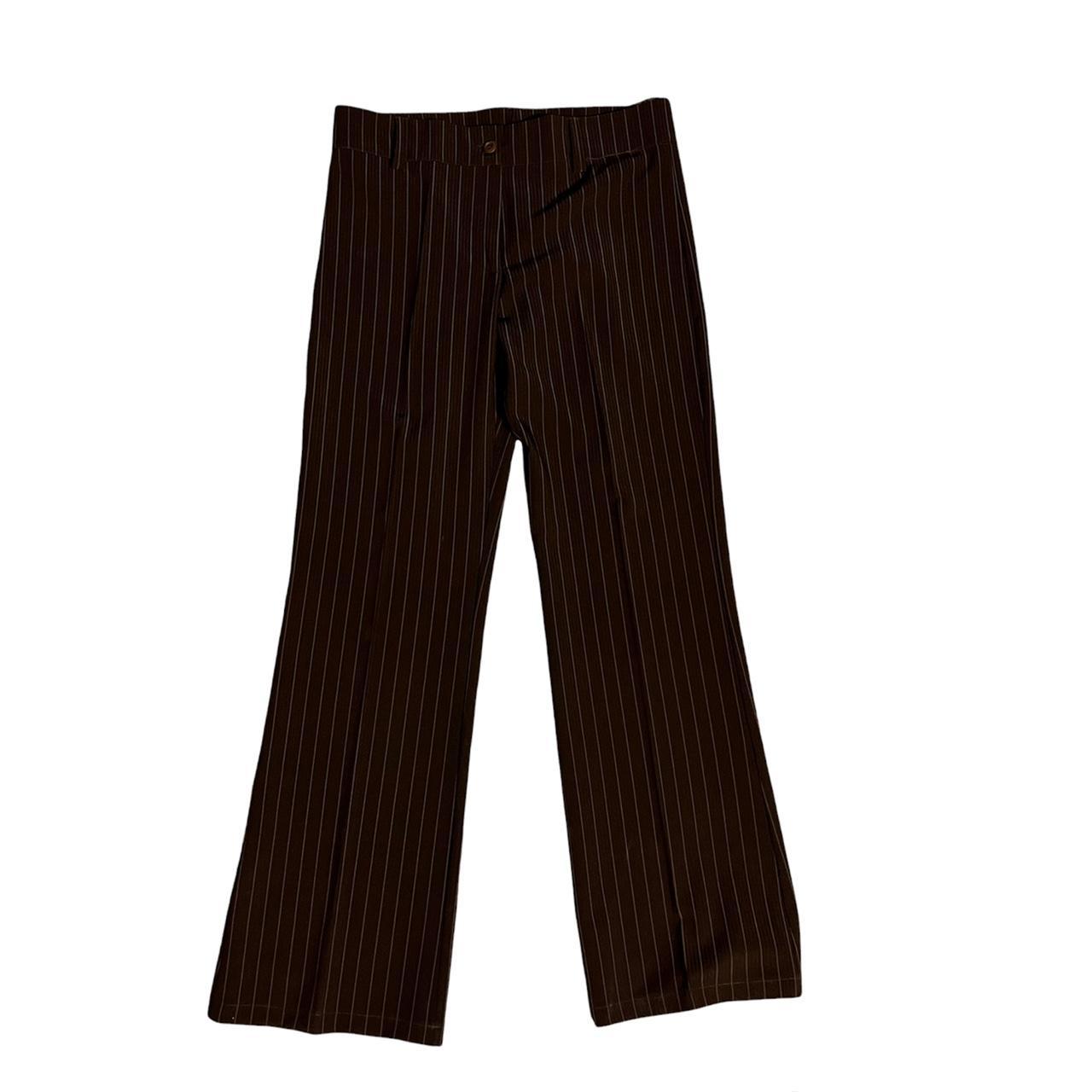 Low Rise Brown Striped Pants Size M Waist: 29 Flare... - Depop