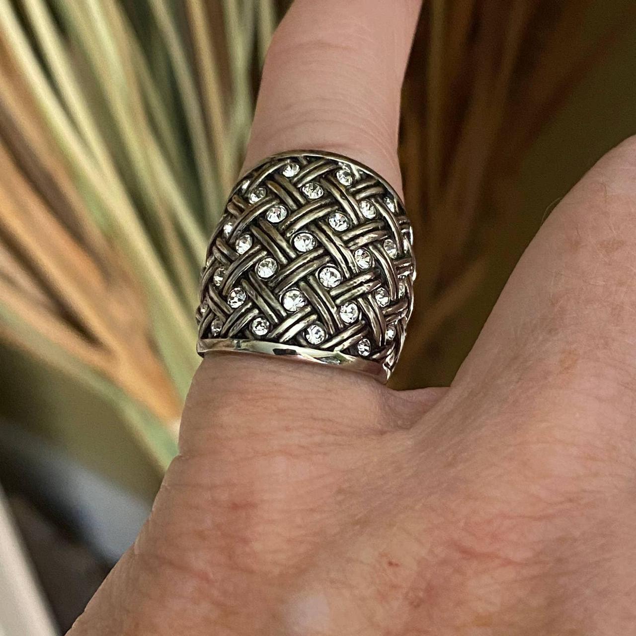 Stainless Steel Weave Ring With Top Grade Crystals... | Depop