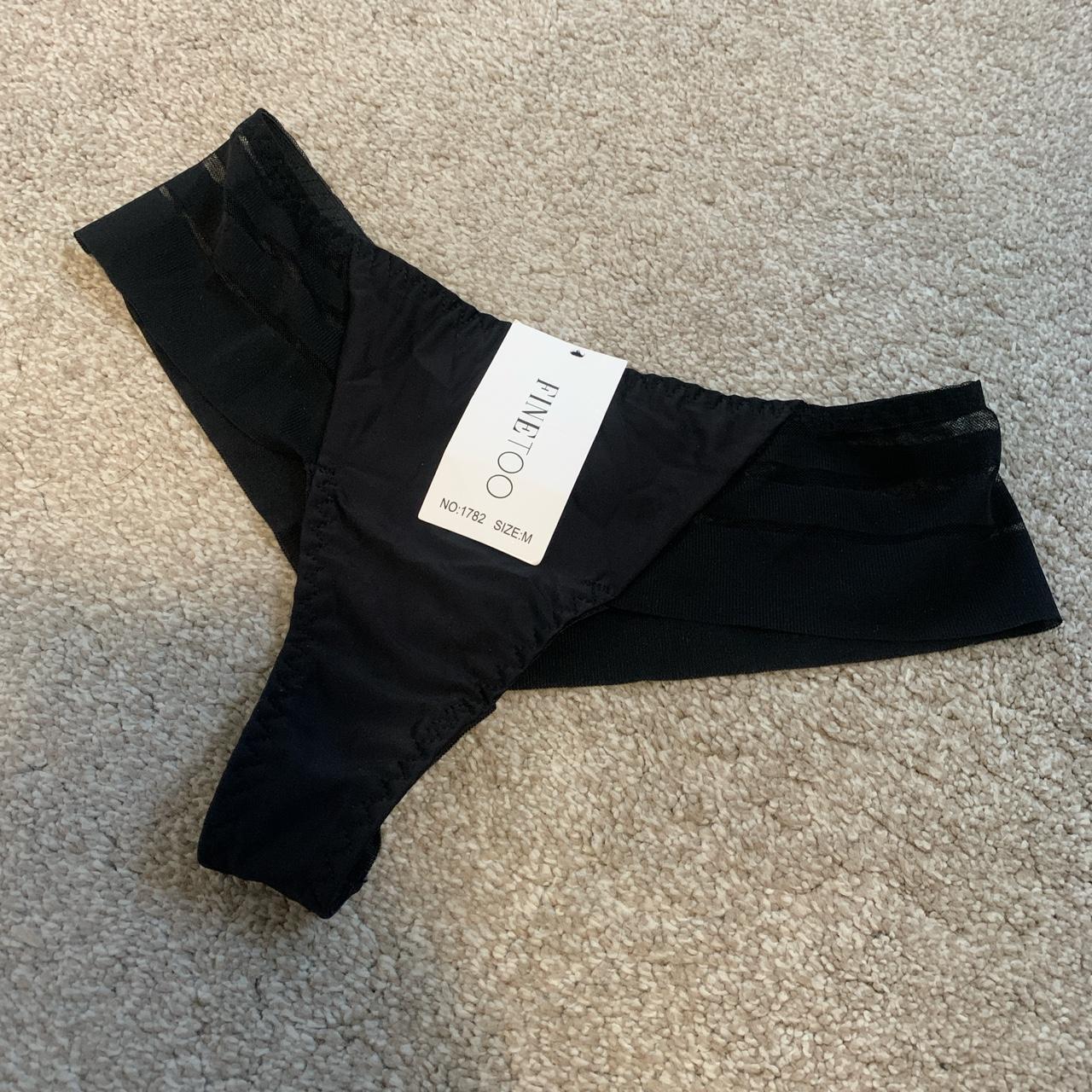 Finetoo black thong Brazilian back mesh/spandex... - Depop