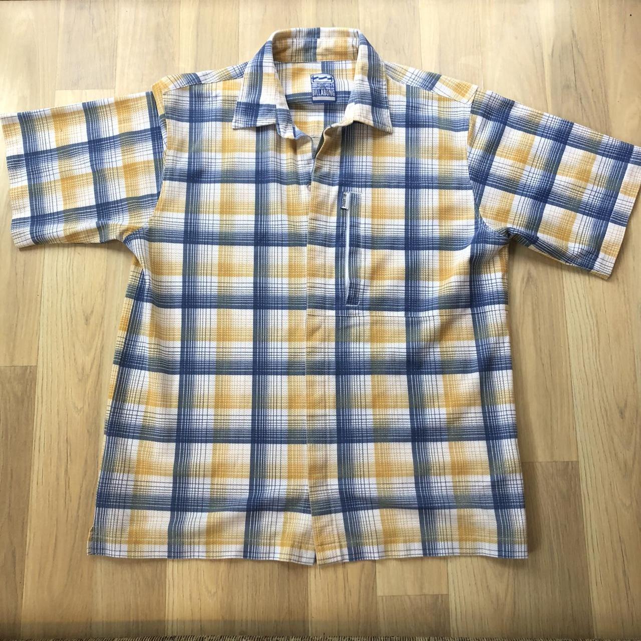 Billabong Men's Yellow and Blue Shirt | Depop