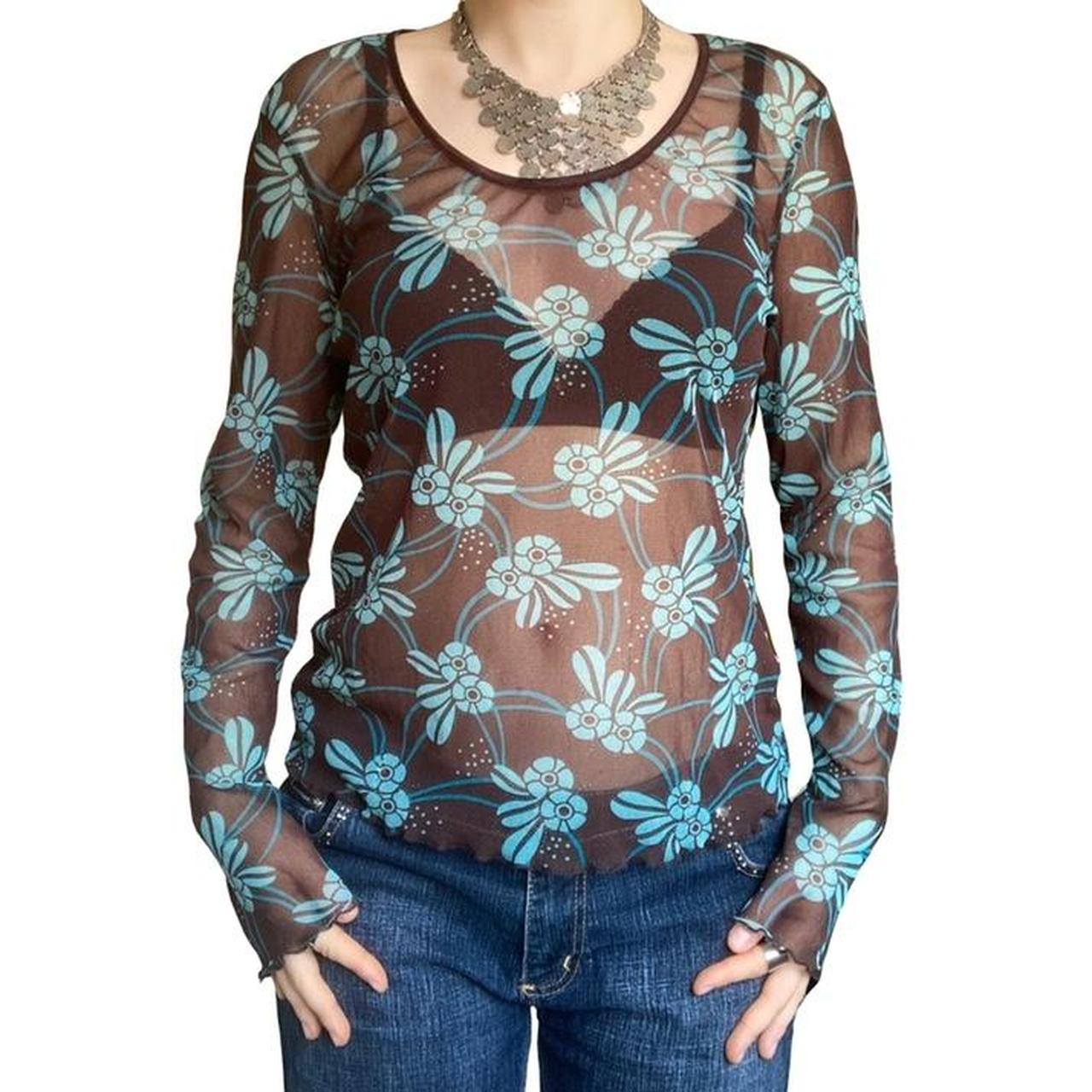 Mega beautiful 2000s VINTAGE MESH long sleeve... - Depop