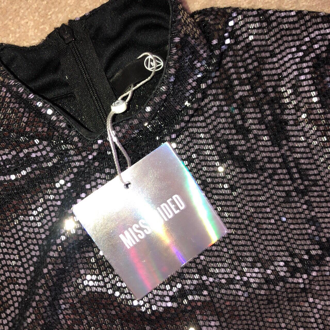 Missguided Black High Neck Sequin Mini Dress Still Depop