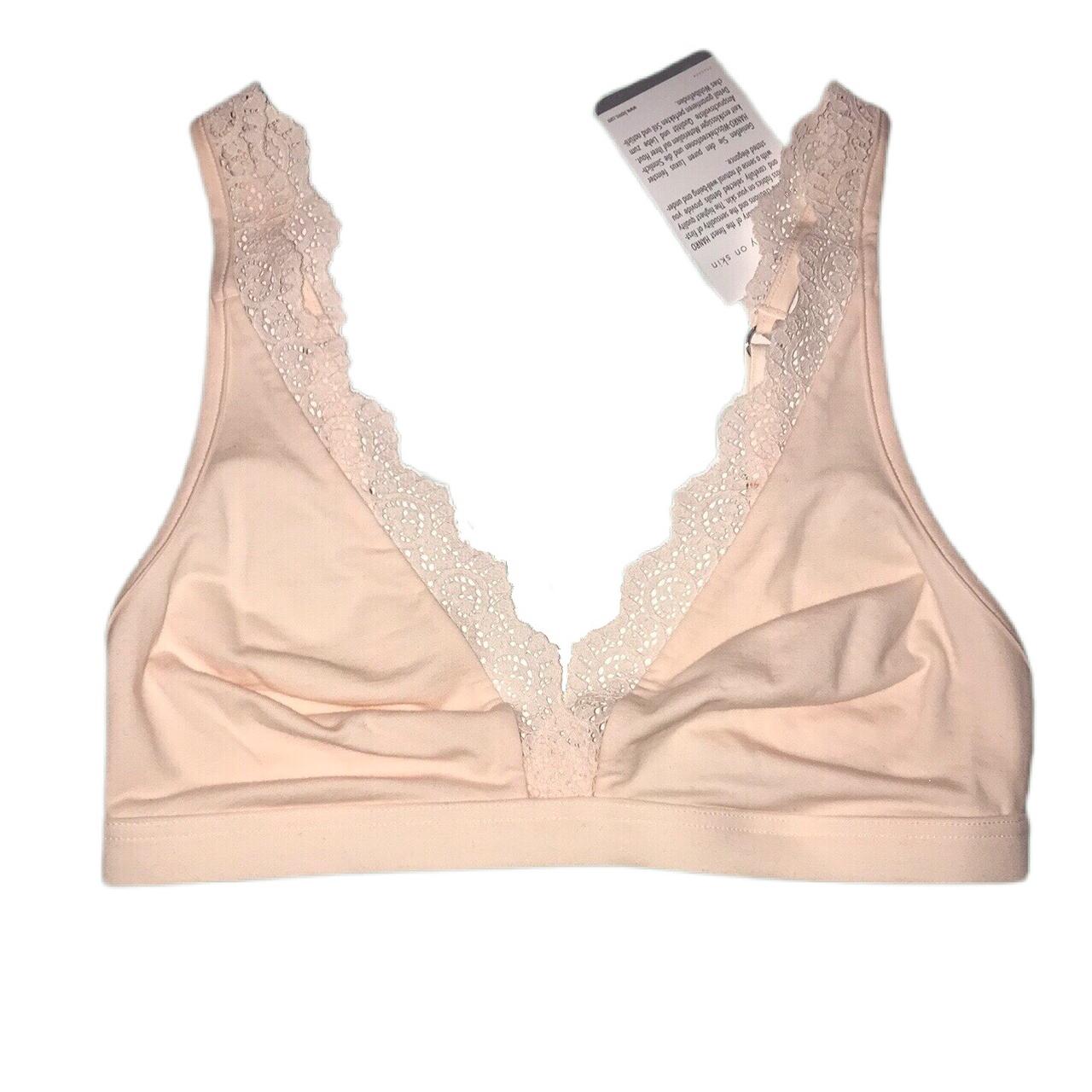 Hanro blush pink designer bralette with ivory lace... - Depop
