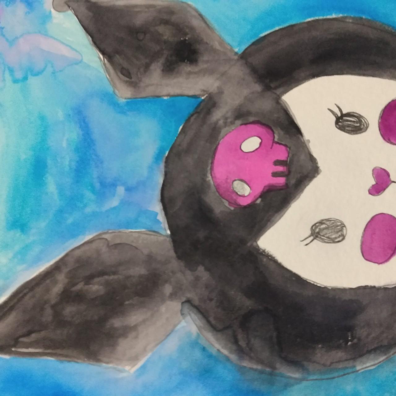 Sanrio Kuromi watercolor drawing / painting I made... - Depop