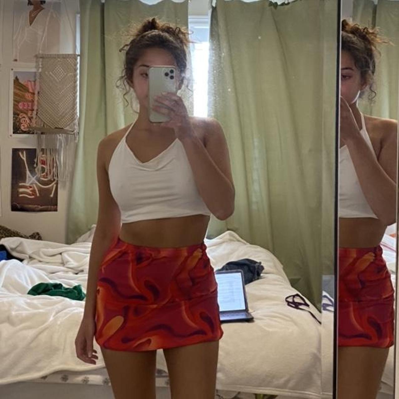 Shien: orange, purple, pink, red swirled patterned... - Depop