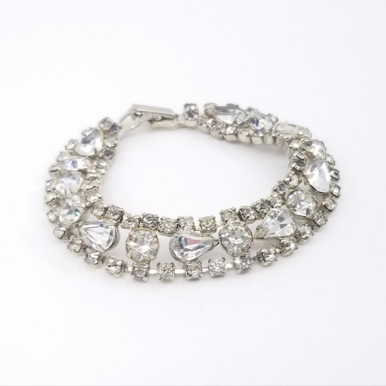 A 1950s vintage silver-tone metal rhinestone... - Depop