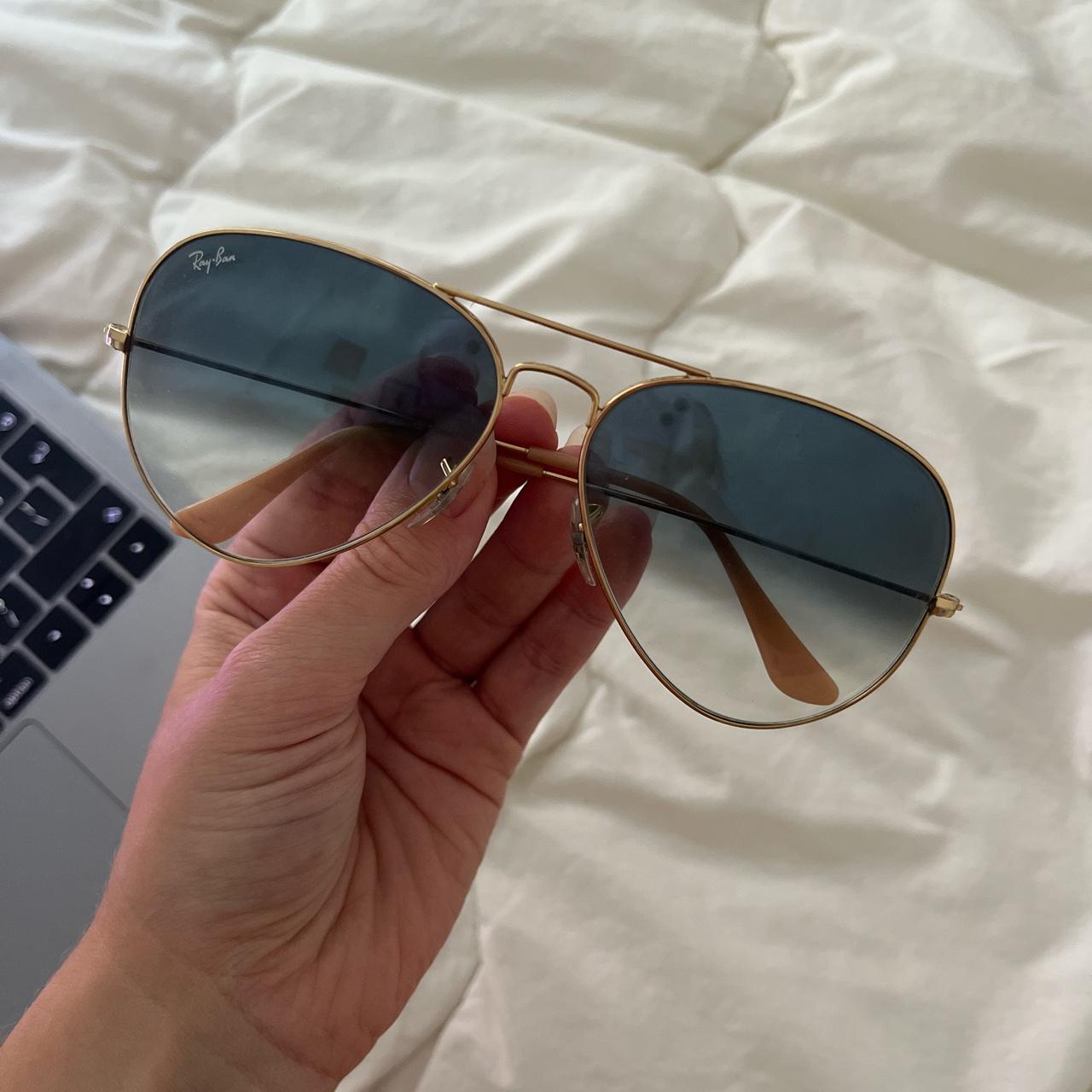 Authentic blue and gold Ray Ban Aviators. Good... - Depop