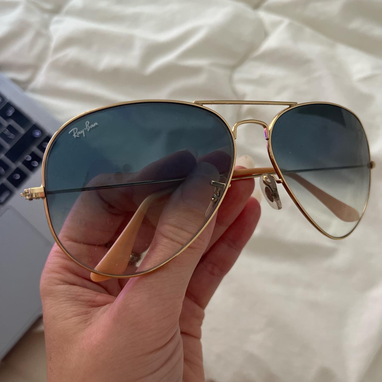 Authentic blue and gold Ray Ban Aviators. Good... - Depop
