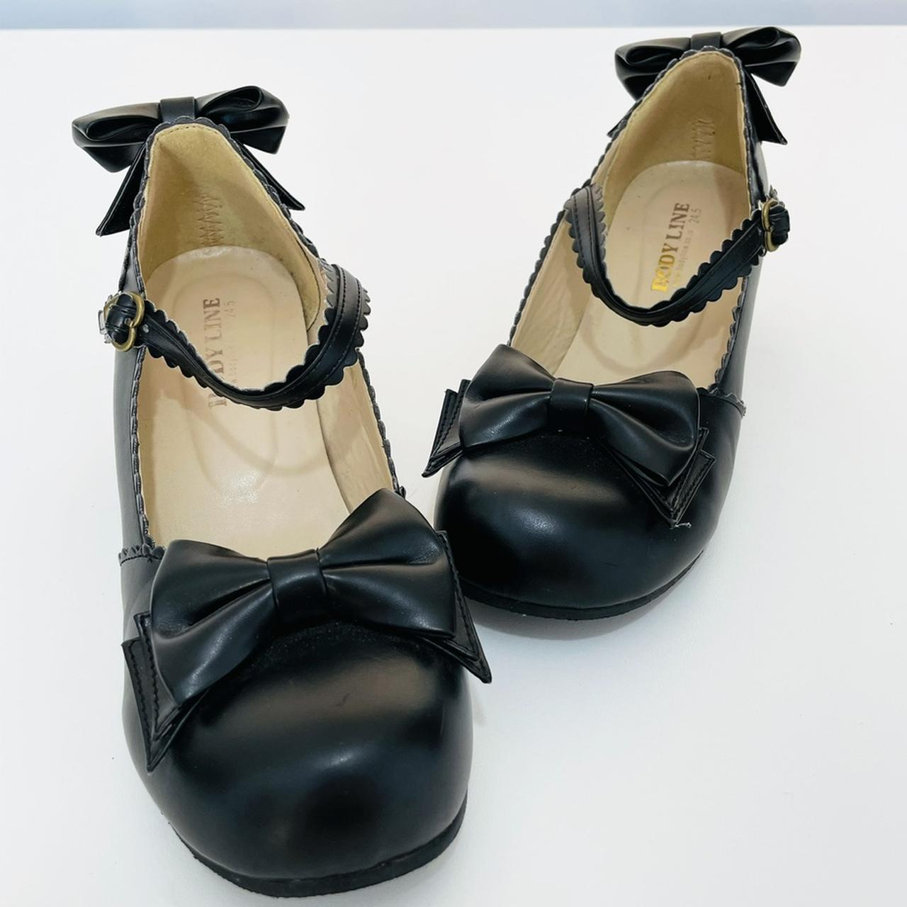 Black Scalloped Cut Ribbon Shoes from Bodyline in... - Depop