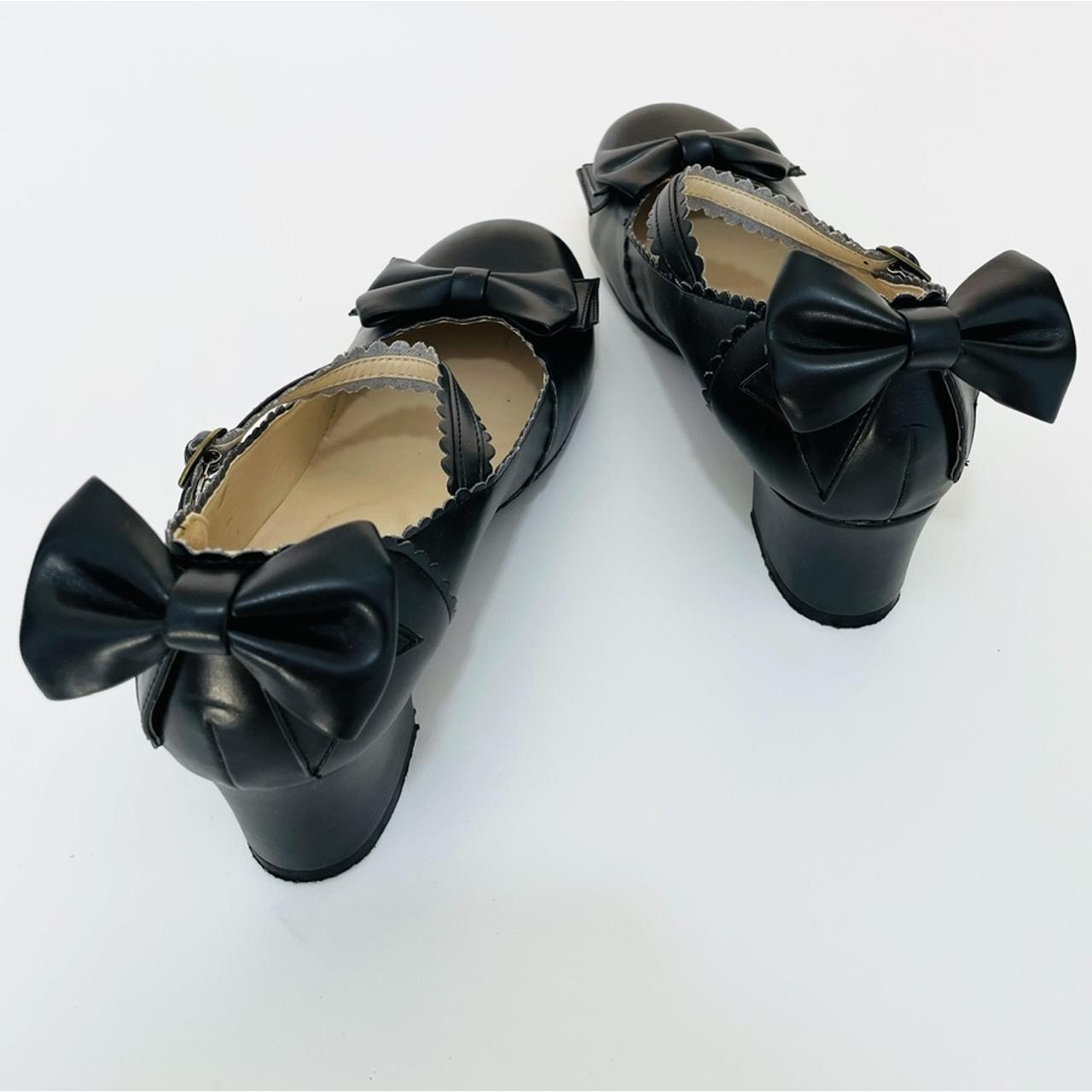 Black Scalloped Cut Ribbon Shoes from Bodyline in... - Depop