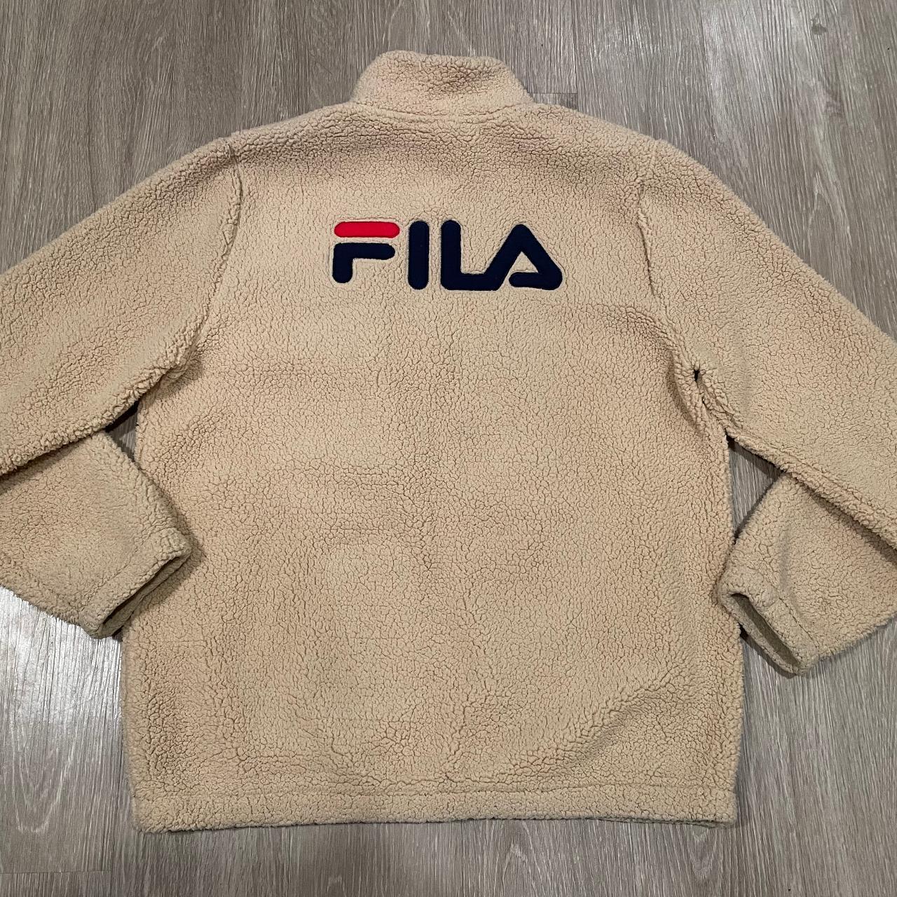 FILA sherpa/fleece zip up jacket from Urban... - Depop
