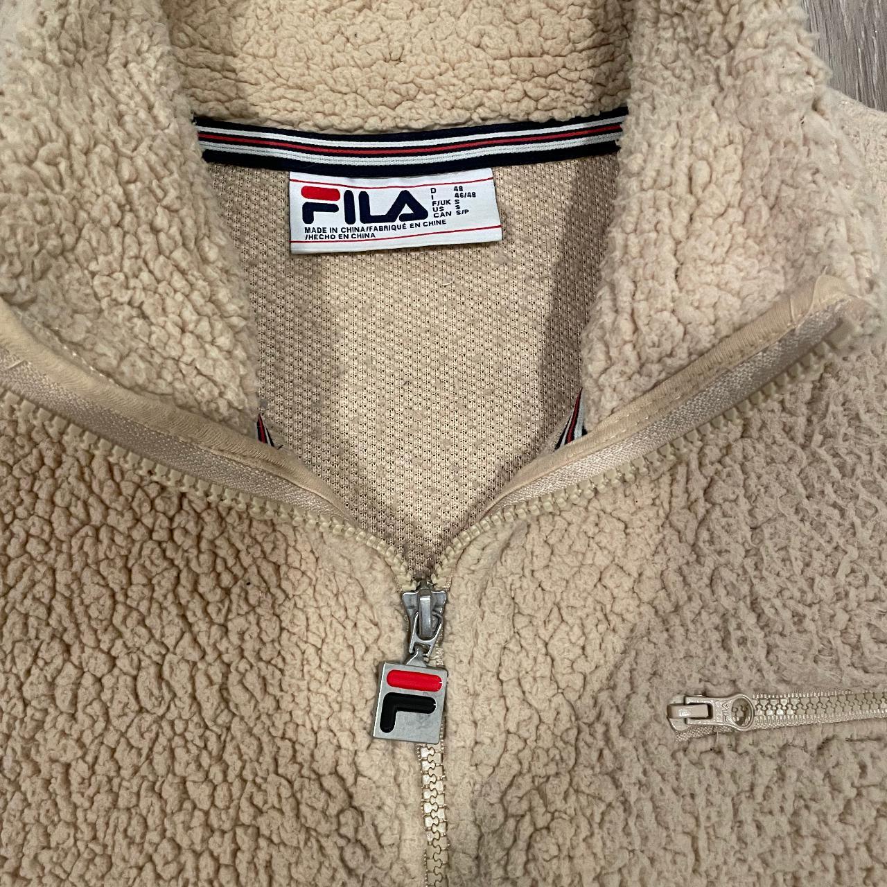 FILA sherpa/fleece zip up jacket from Urban... - Depop