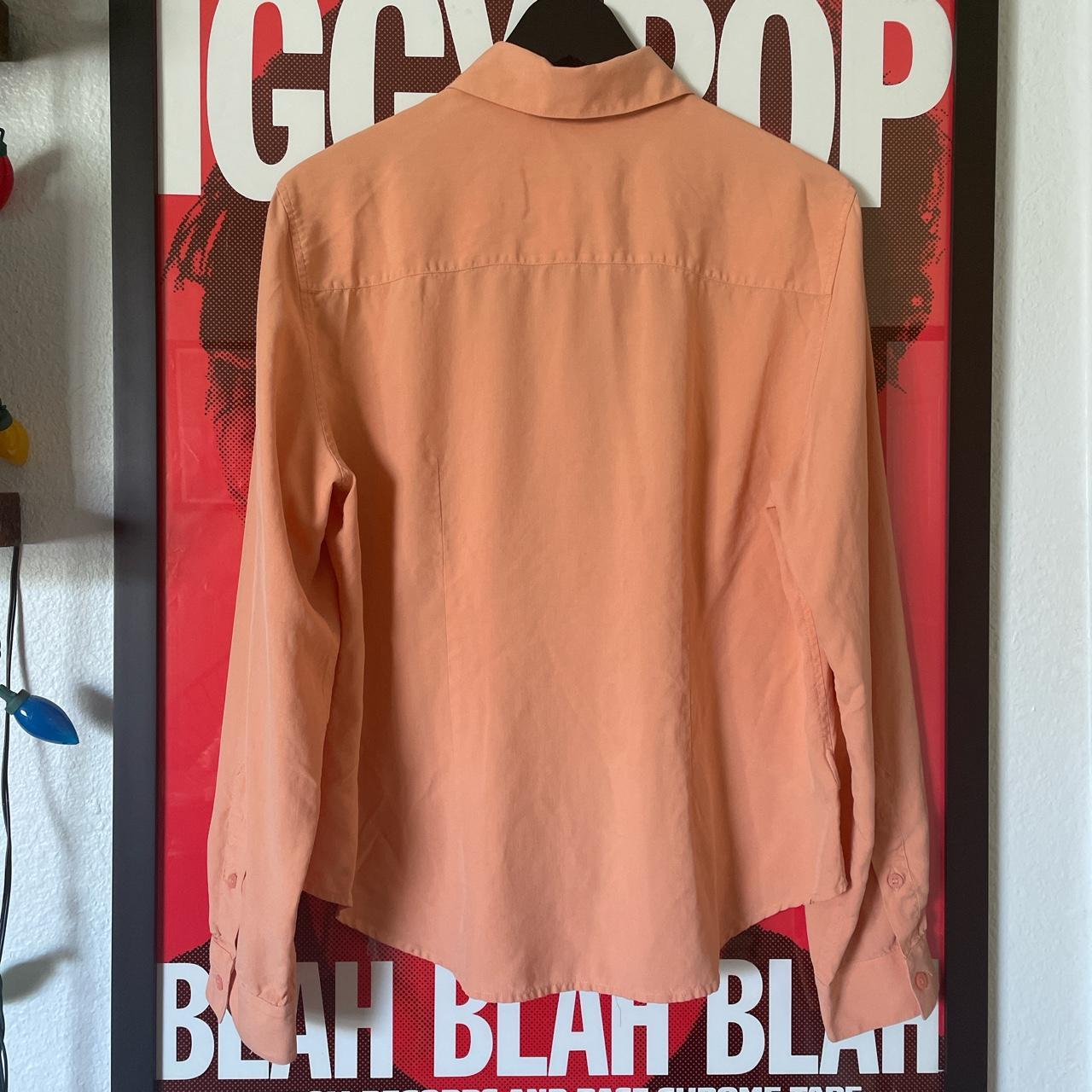 Vintage Peach Silk Button Down Shirt Sz Vintage 12,... - Depop