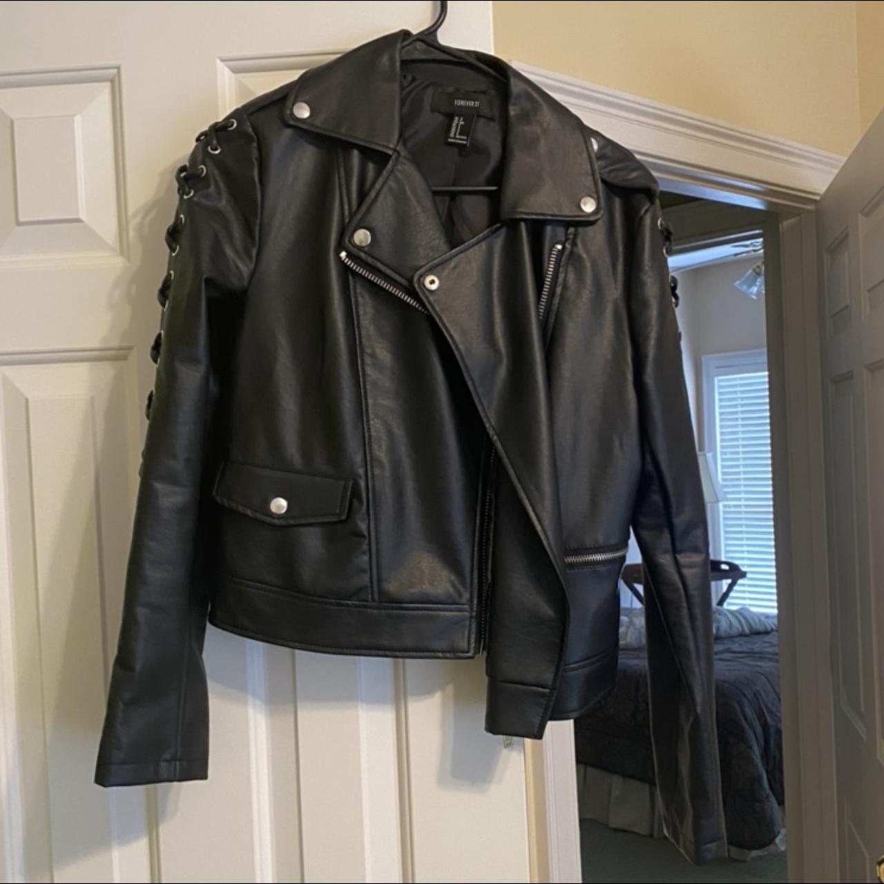 Forever 21 leather jacket size small - Depop