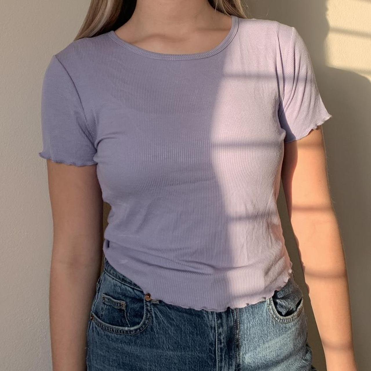 Purple ribbed short sleeve shirt - Depop