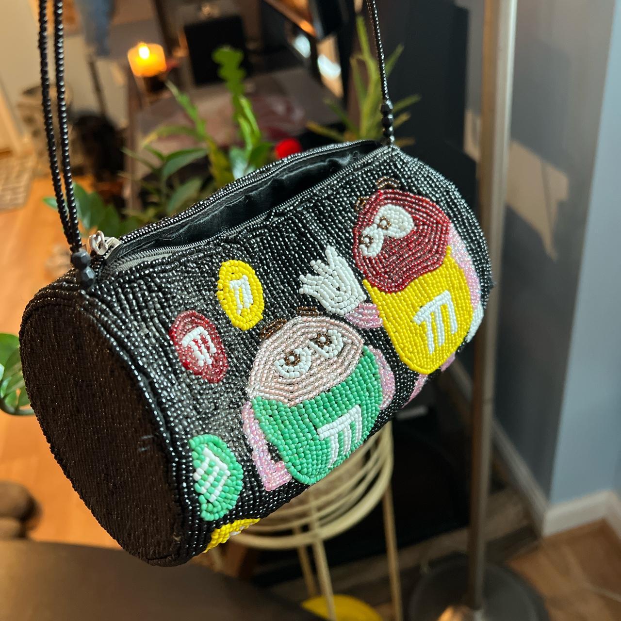 SUPER COOL beaded M&Ms cocktail purse!! Zipper does... - Depop