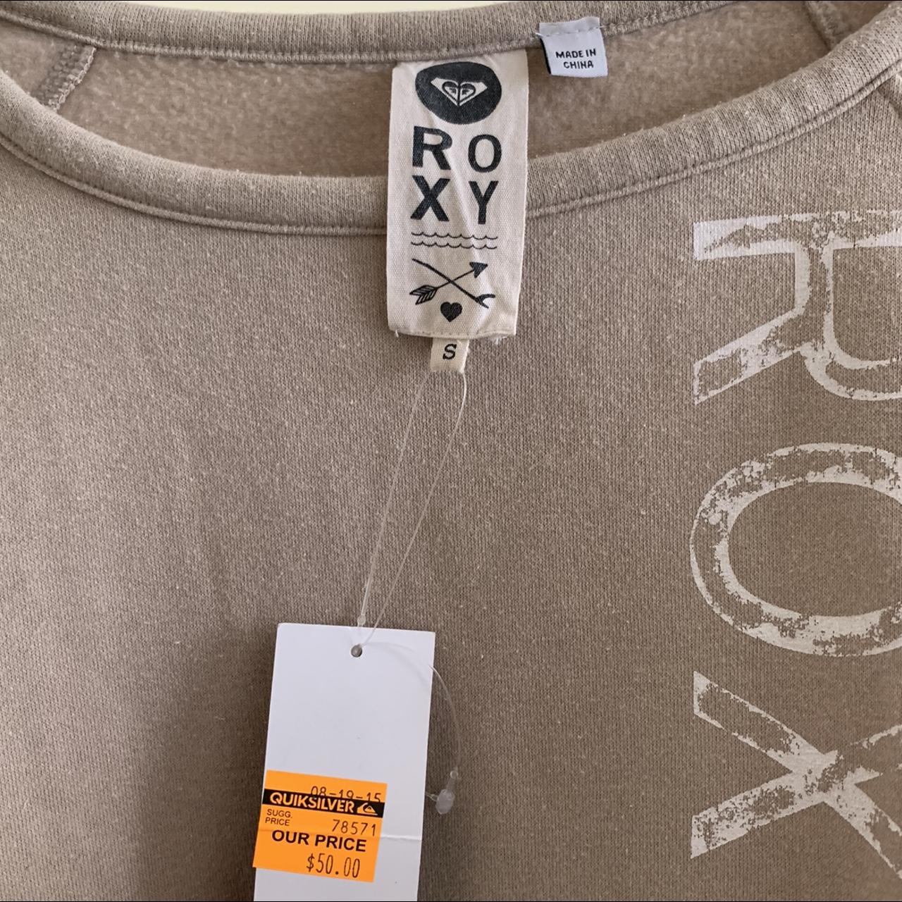 brand new roxy tan beige white striped sleeve... - Depop