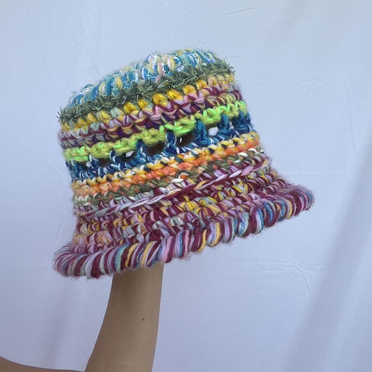 Colorful Handmade Crochet Bucket Hat inspired by an... - Depop