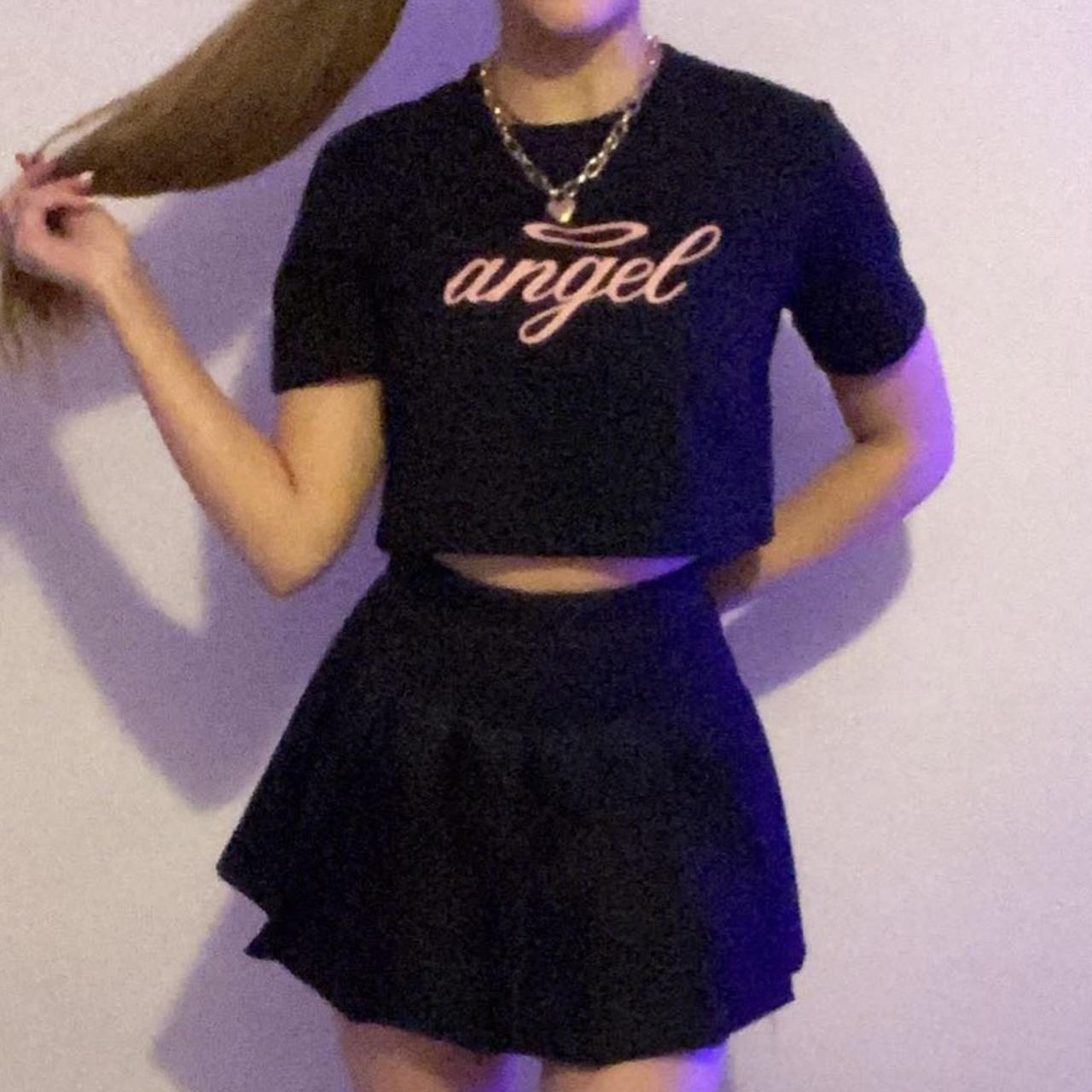 cropped black angel top 🖤 👼🏼 size M but is quite... - Depop
