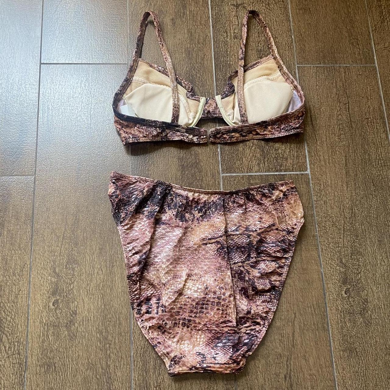 Vintage Snakeskin Bikini Swimsuit Bathing Suit... - Depop