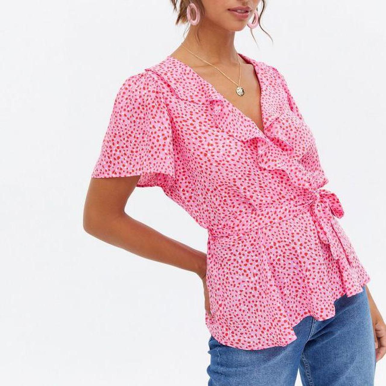 New Look Women's Pink and Red Blouse | Depop