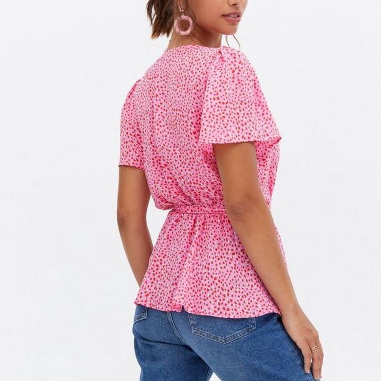 New Look Women's Pink and Red Blouse | Depop