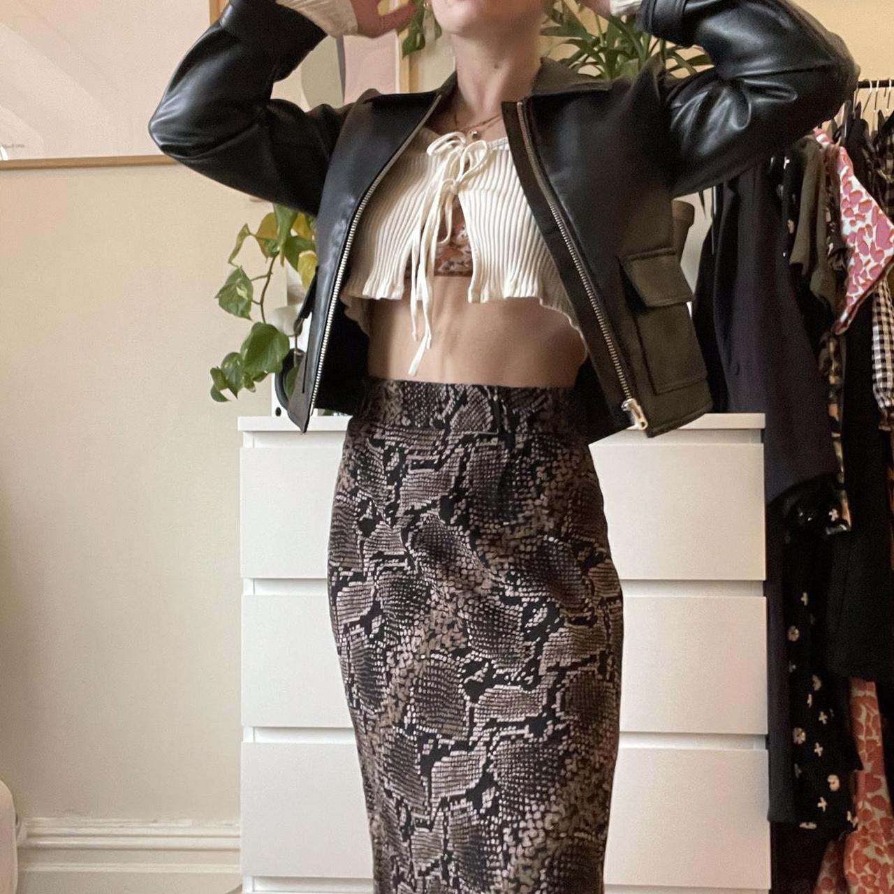 Black weekday faux leather short jacket. Super... - Depop