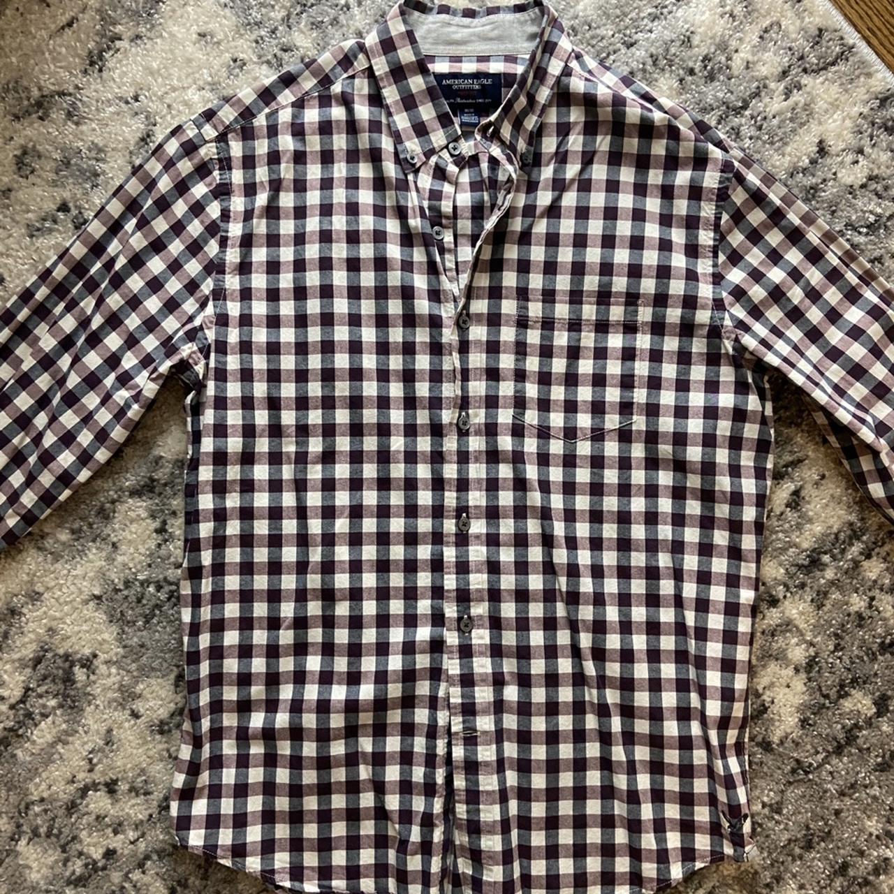 Dark purple / maroon checkered gingham pattern... - Depop