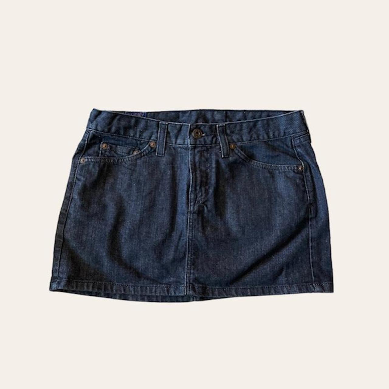 y2k low rise super mini denim skirt flat... - Depop