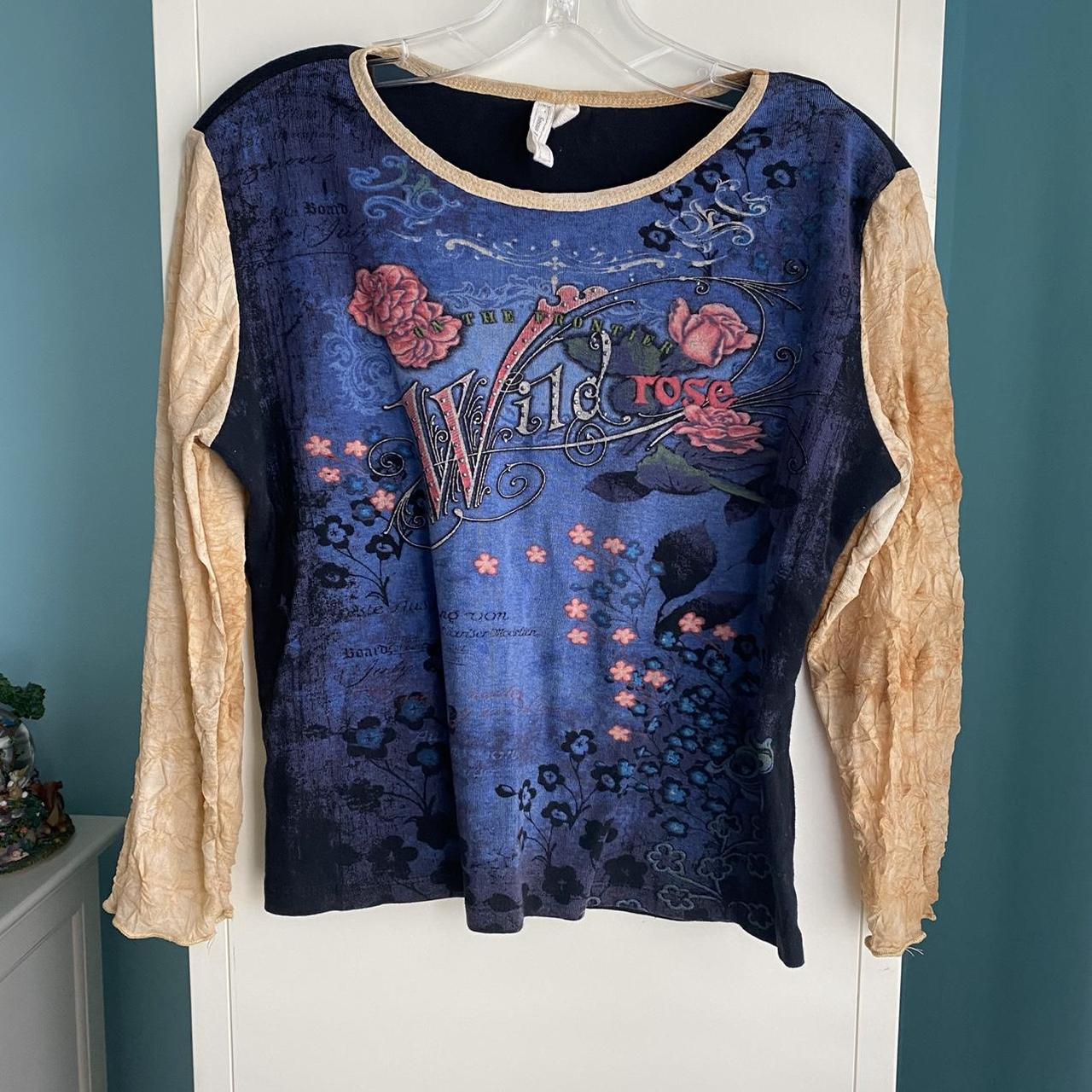 Susan Lawrence Punk Goth Tattoo Mesh Sleeve Top -... - Depop