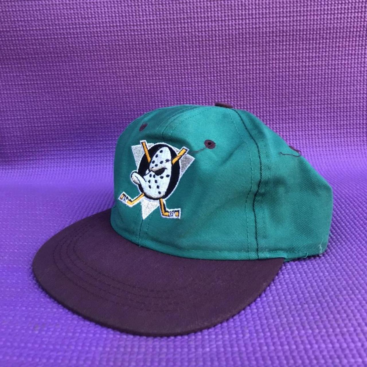 Vintage 90s youth mighty ducks hat hockey cap... - Depop
