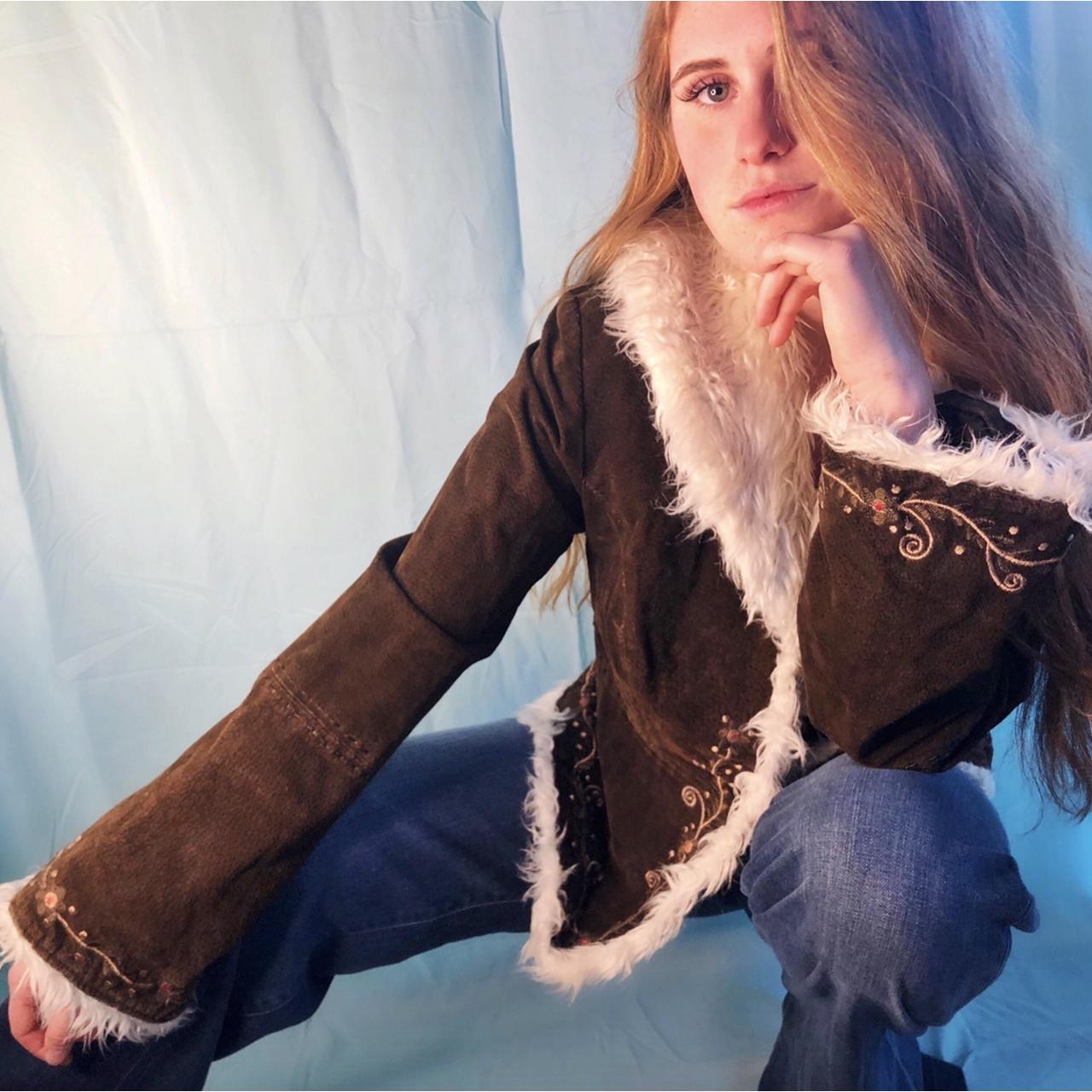 Marcelle Renee Penny Lane embroider leather fur... - Depop