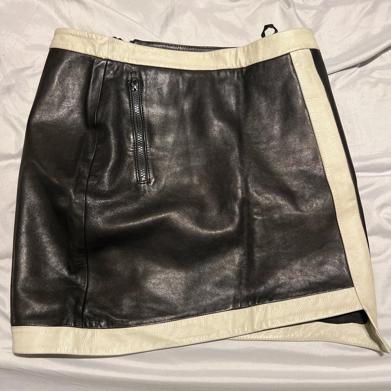 Helmut lang leather skirt in size 6 in amazing... - Depop