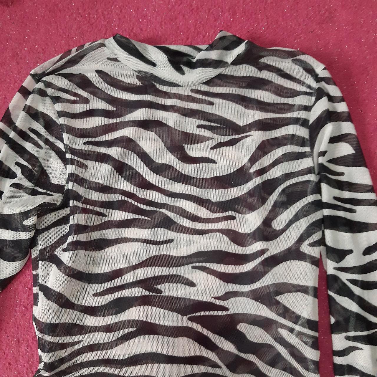 plt mesh zebra print long sleeve top, fits a size 6... - Depop