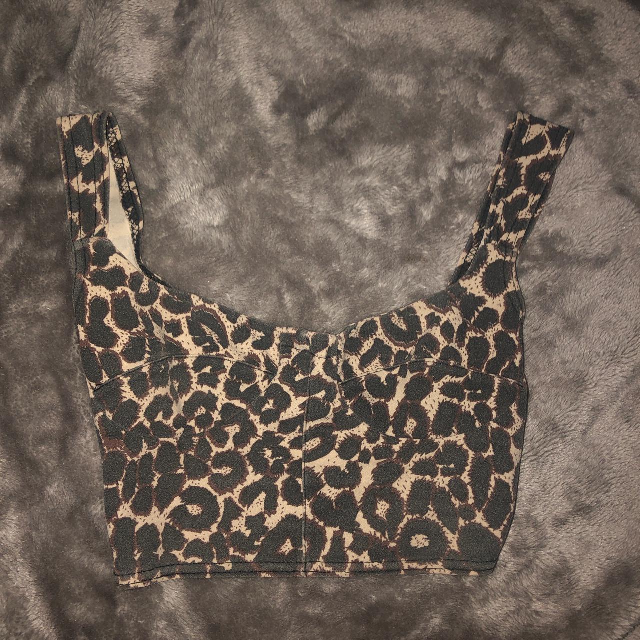 PLT LEOPARD CROP TOP size 6 - Depop
